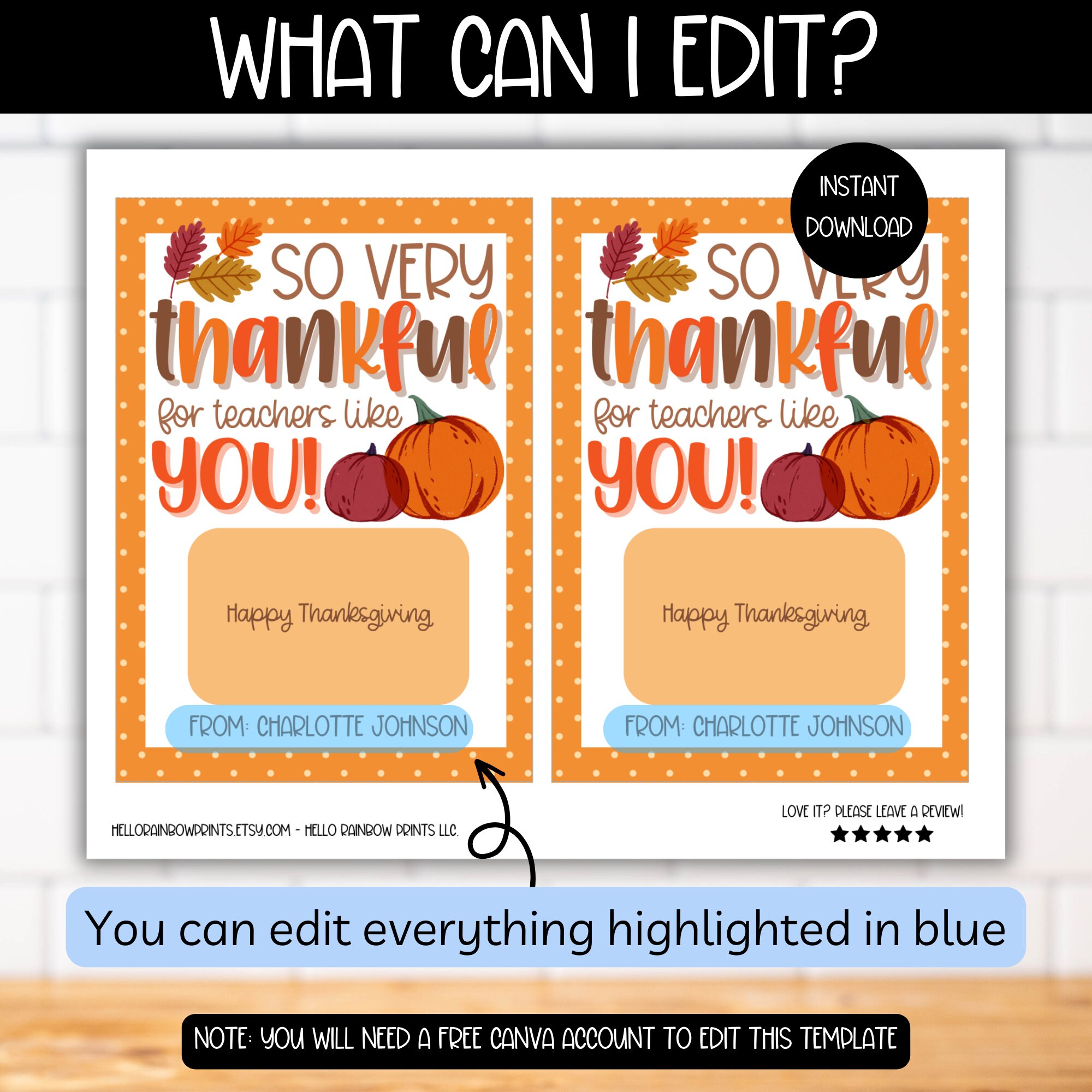 Thanksgiving Thankful for Teacher Personalized Gift Card Holder, Fall ...