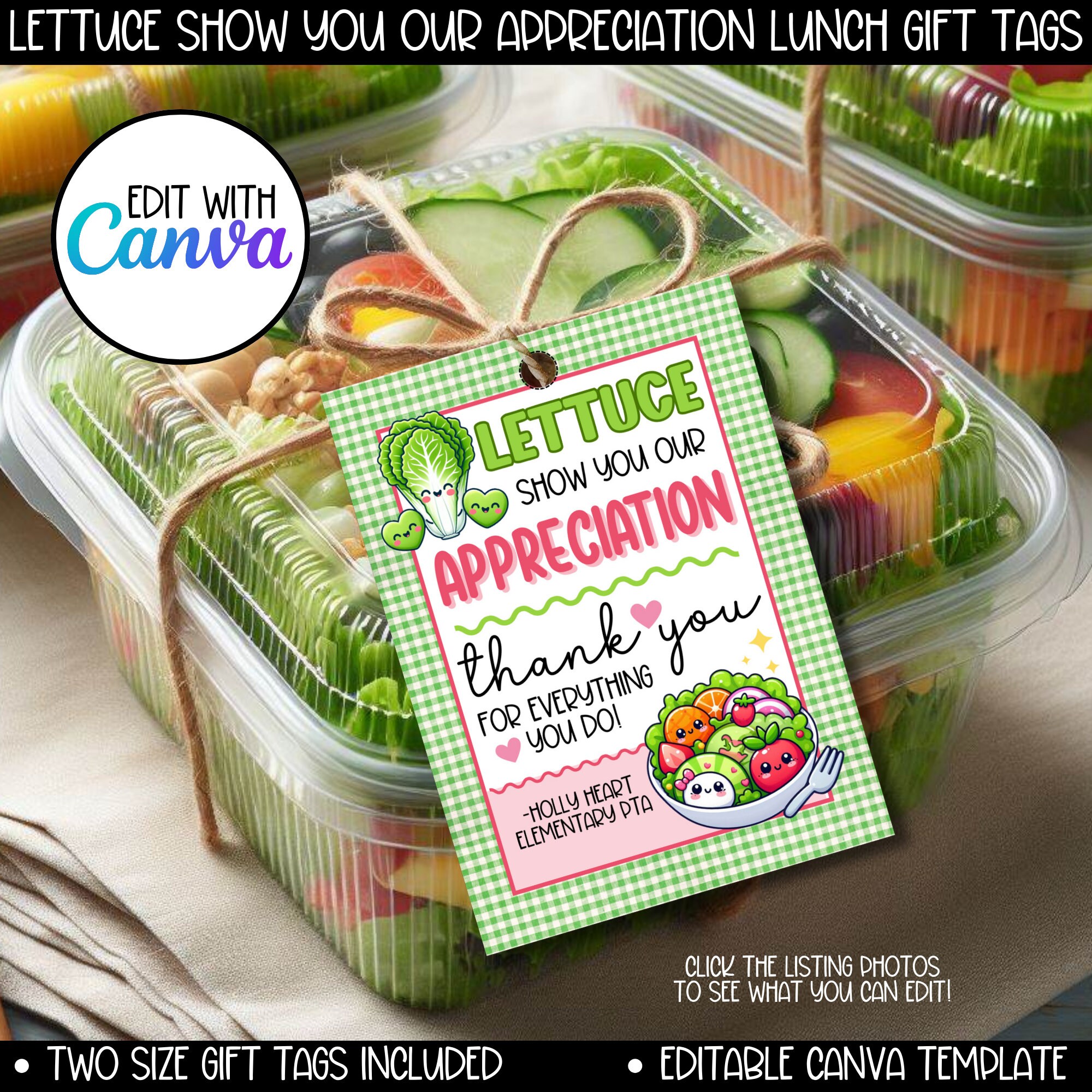 Salad Bar Teacher Nurse Staff Appreciation Week Lunch Theme Gift Tags ...