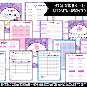 Editable in My PTO President Era Binder Planner Bundle, Pop Star PTO ...