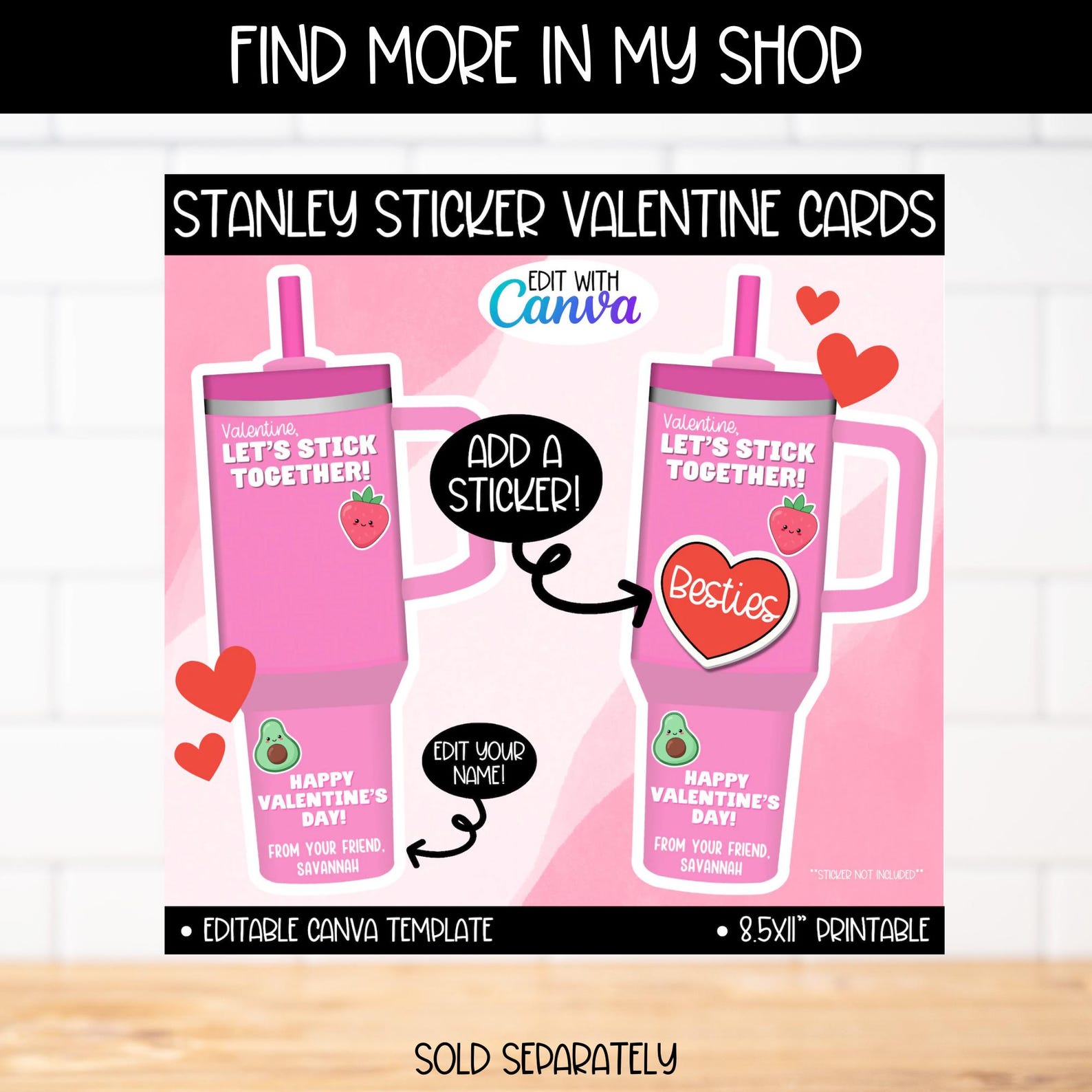 Stanley Sticker Valentine's Day Cards Bundle, Glitter Water Bottle Teen ...