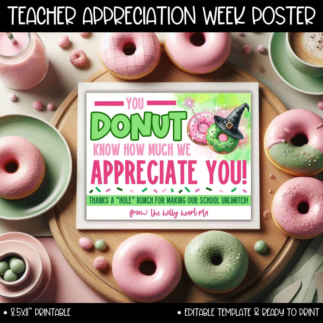 Wicked Donut Teacher Appreciation Week Theme Poster Sign, Doughnut Oz ...