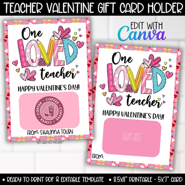 Teacher Valentine Card - Etsy
