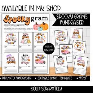 PTA PTO Spooky Boo Gram Fundraiser Flyer Template, School Fundraiser ...
