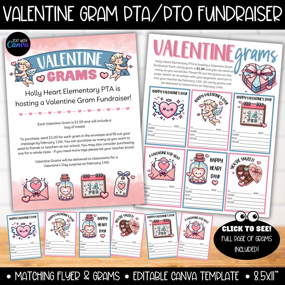 Valentines Day Fundraiser Flyer Forms Tag Template PTA PTO Fundraising ...