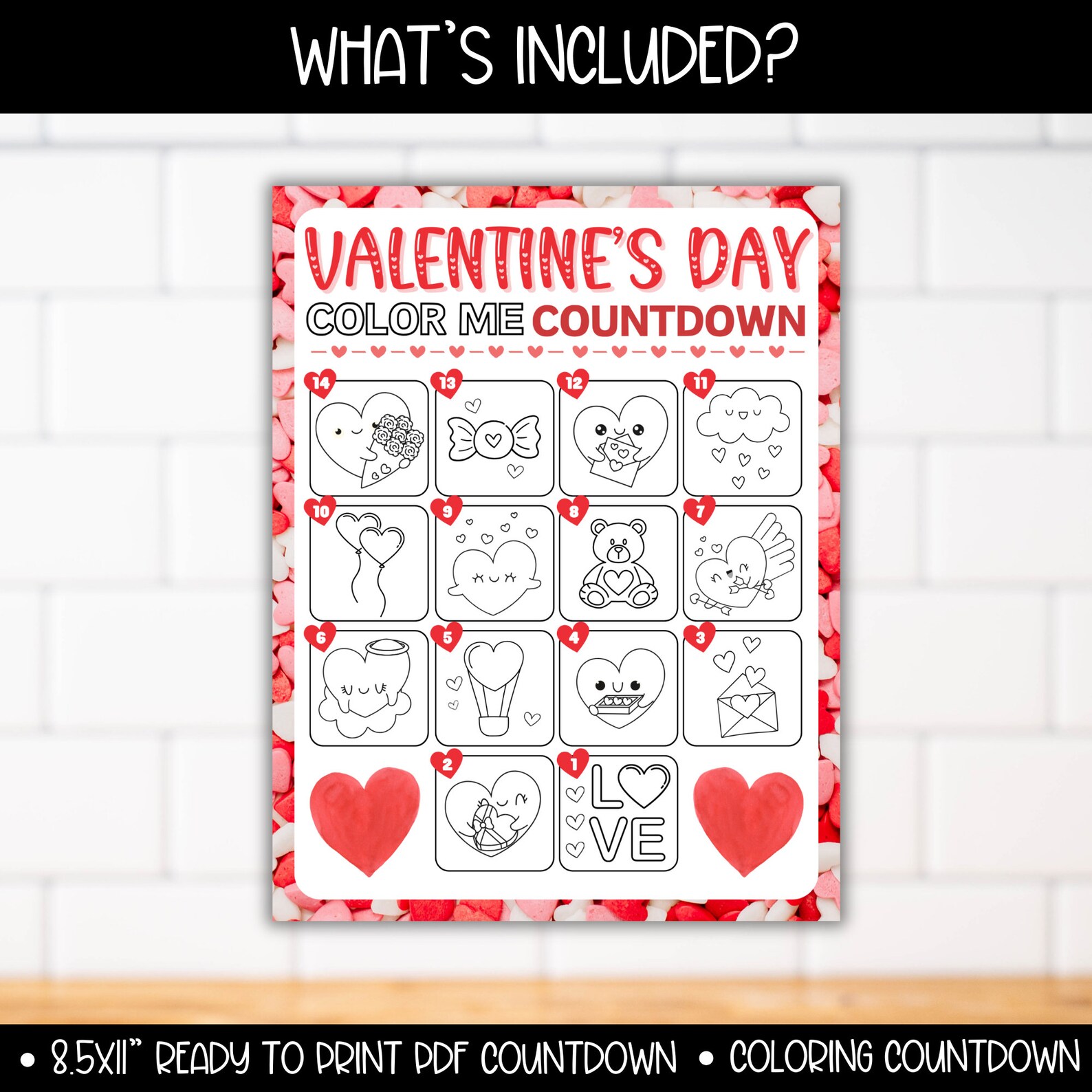 Valentine's Day Countdown Coloring Calendar, Morning Bell Work ...
