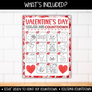 Valentine's Day Countdown Coloring Calendar, Morning Bell Work ...