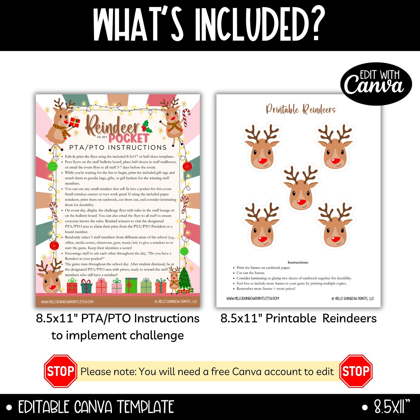 Holiday Christmas Teacher Appreciation Flyer Template, Santa Reindeer ...