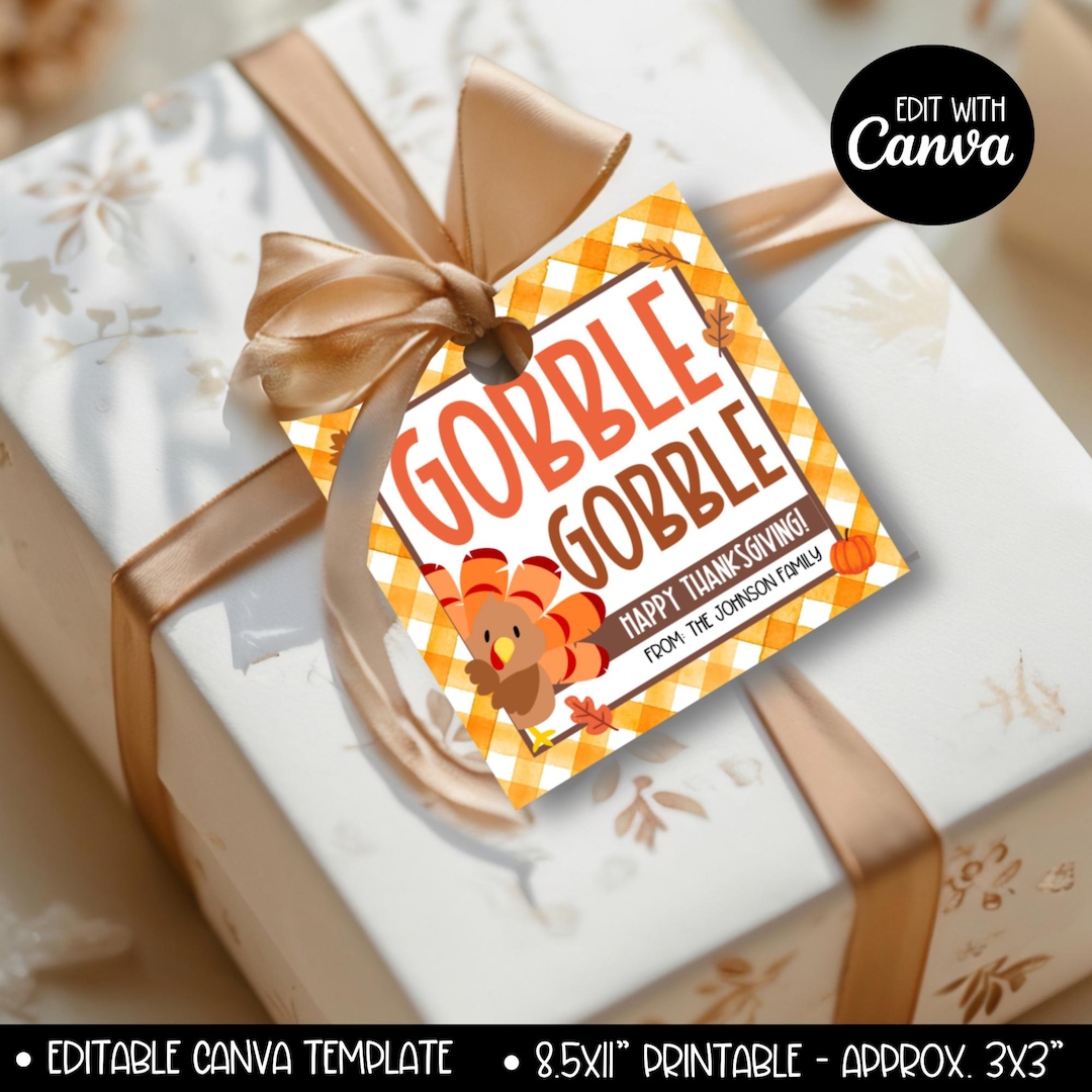 Editable Thanksgiving Turkey Gobble Gift Tags for Teacher Coworkers ...