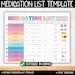 Medication Supplement List Tracker Log Chart Printable Template ...