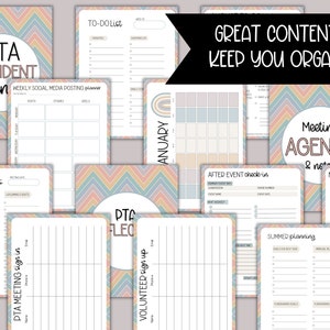 PTA President Planner Binder Printable Calendar Sign-in Budget ...