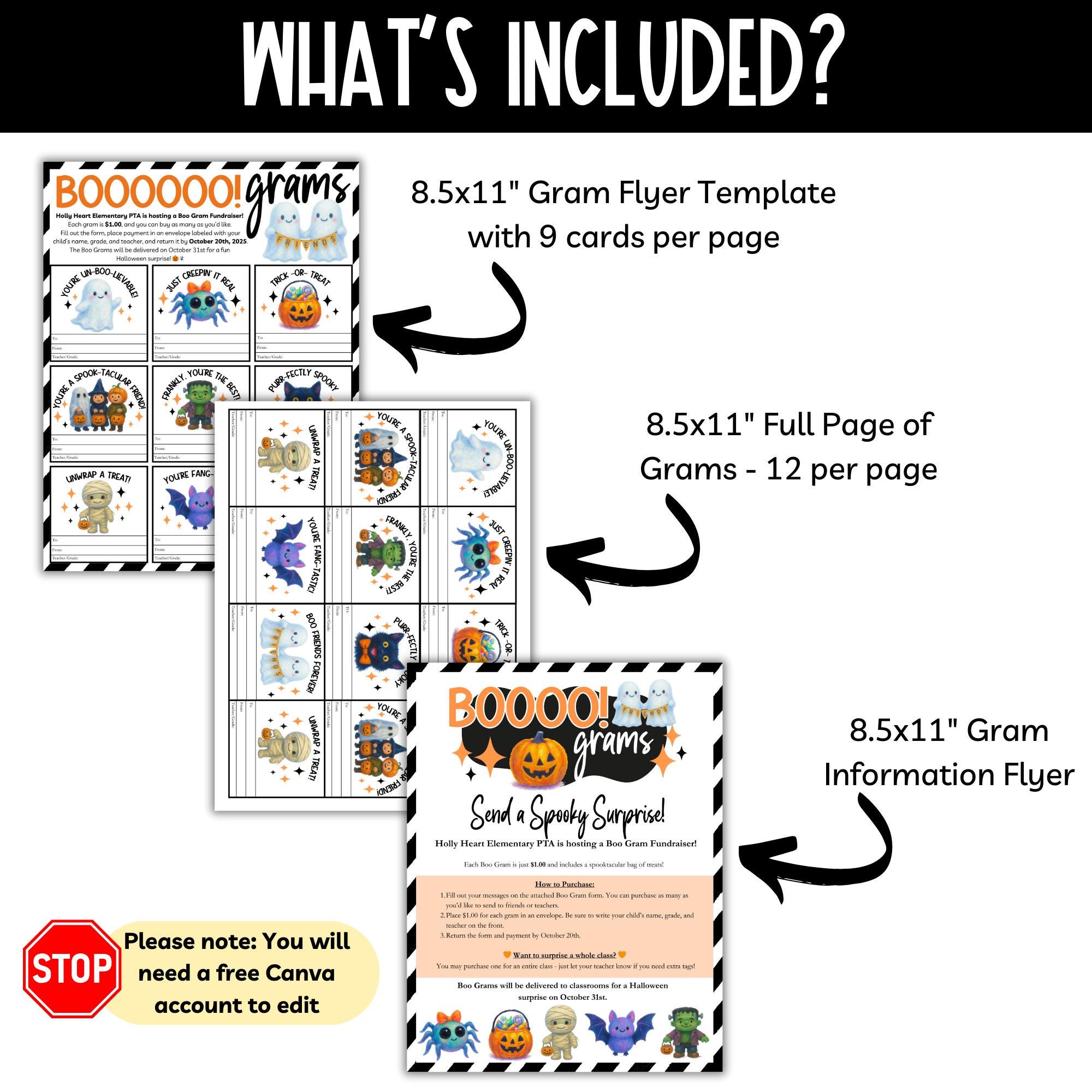 Boo Gram Fundraiser Flyer Template, PTA PTO Fall Candy Grams Fundraiser ...