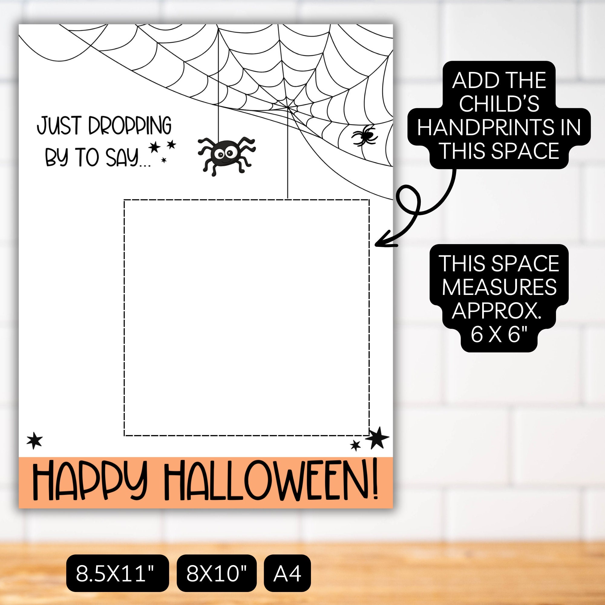 Halloween Spider Pumpkin Handprint Craft, Autumn Craft Kit for Kids ...