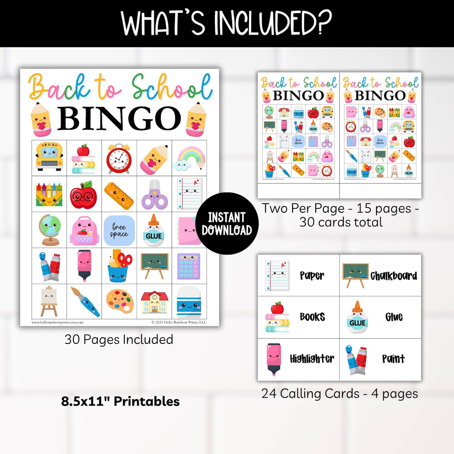 Pastel Back to School Bingo Game for Kids, Printable First Day of ...