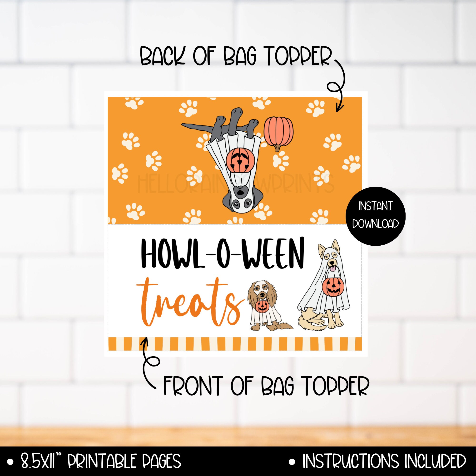 Howl-o-ween Treat Bag Topper, Halloween Dog Treat Bags, Howloween, Howl ...