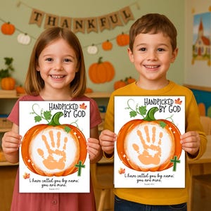 Thanksgiving Pumpkin Christian Handprint Craft, Church Bible Verse Fall ...
