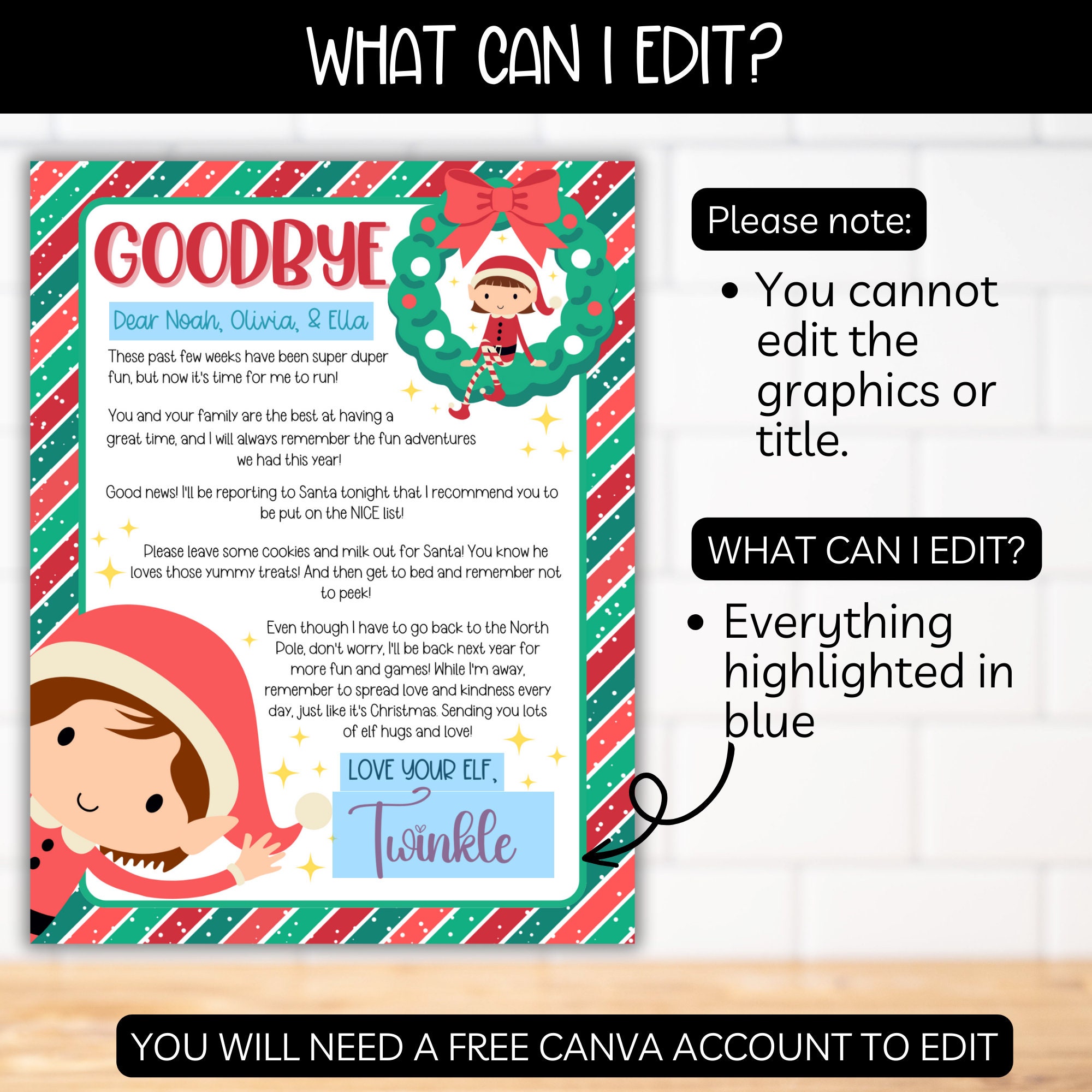 Elf Goodbye Letter, Elf Farewell Letter, Printable Elf Notes Prop, Elf ...