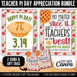 Pi Day Teacher Staff Appreciation Sign Posters Gift Tag Bundle, 3.14 ...