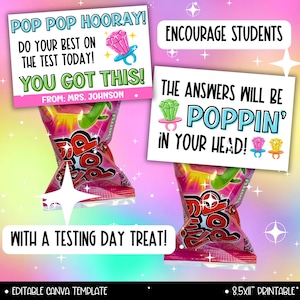 Testing Day Ring Pop Treat Tag, Student School Test You Got This Snack ...