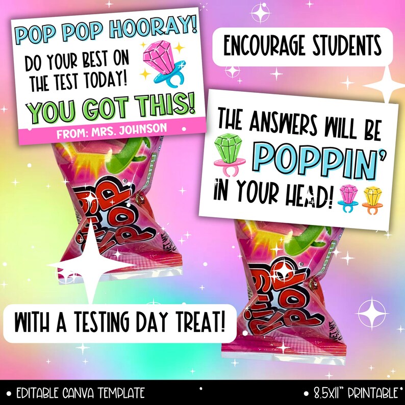 Testing Day Lolli Pop Treat Tag, Student School Test You Got This Snack ...