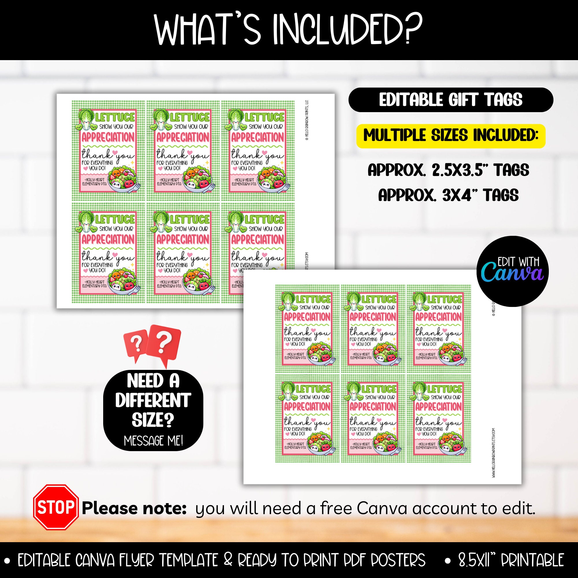 Salad Bar Teacher Nurse Staff Appreciation Week Lunch Theme Gift Tags ...