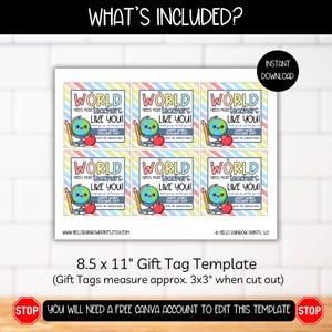World Teachers Day Gift Tags Template, PTA PTO Gifts, World Teachers ...