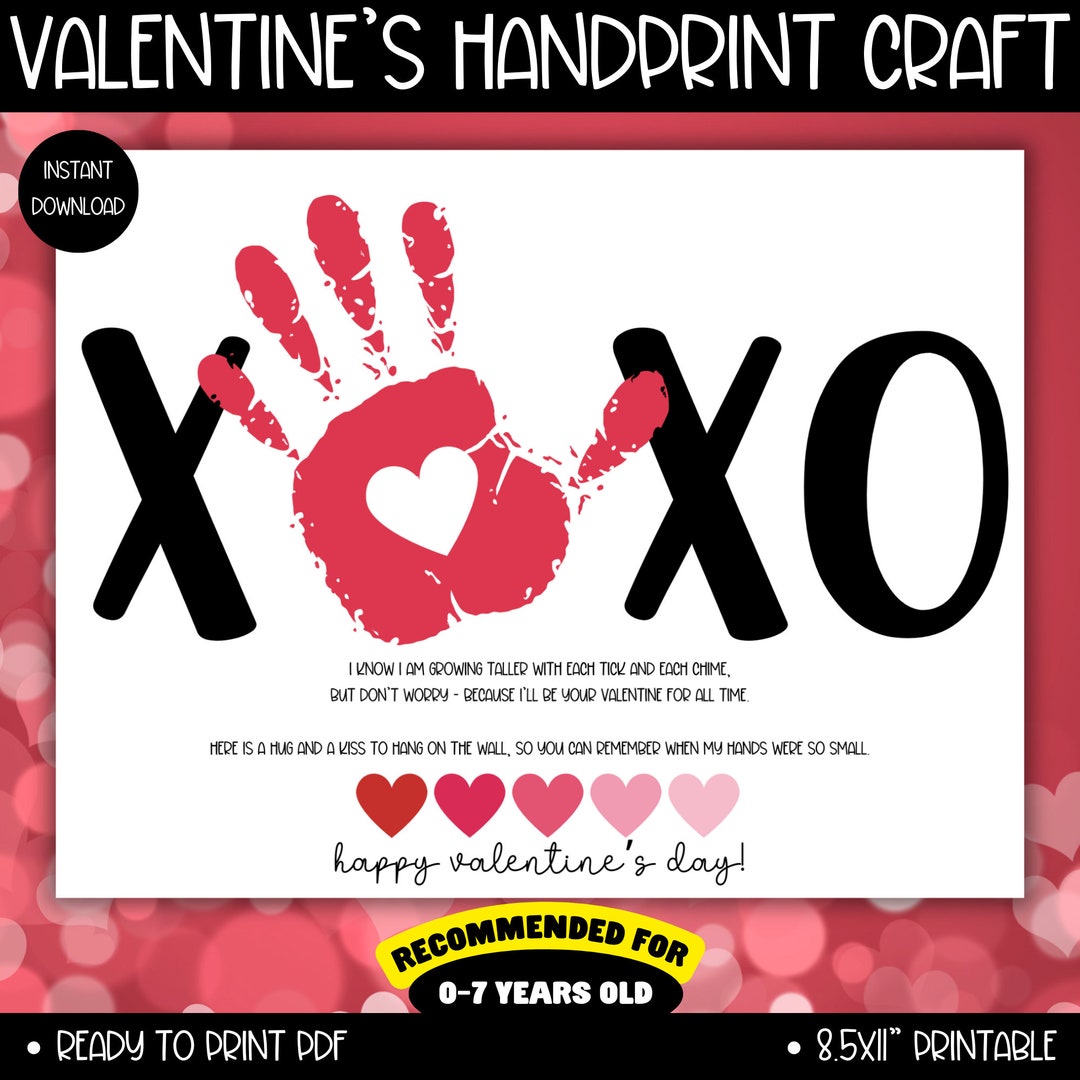 Valentine's Day XOXO Handprint Craft Valentine Activities Printables ...
