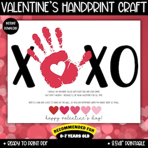 Valentine's Day XOXO Handprint Craft Valentine Activities Printables ...