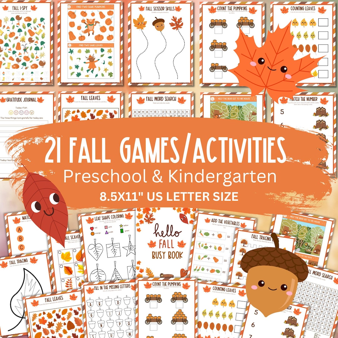 Thanksgiving Fall Kids Activities Game Bundle, Fall Preschool Prek ...