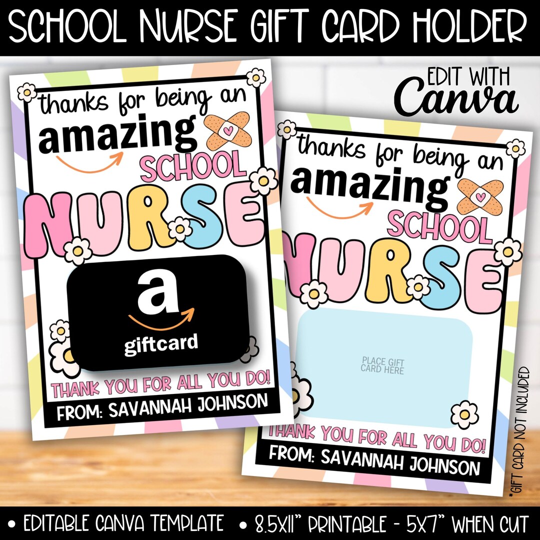 School Nurse Appreciation Week Gift Card Holder, School Nurses Day ...