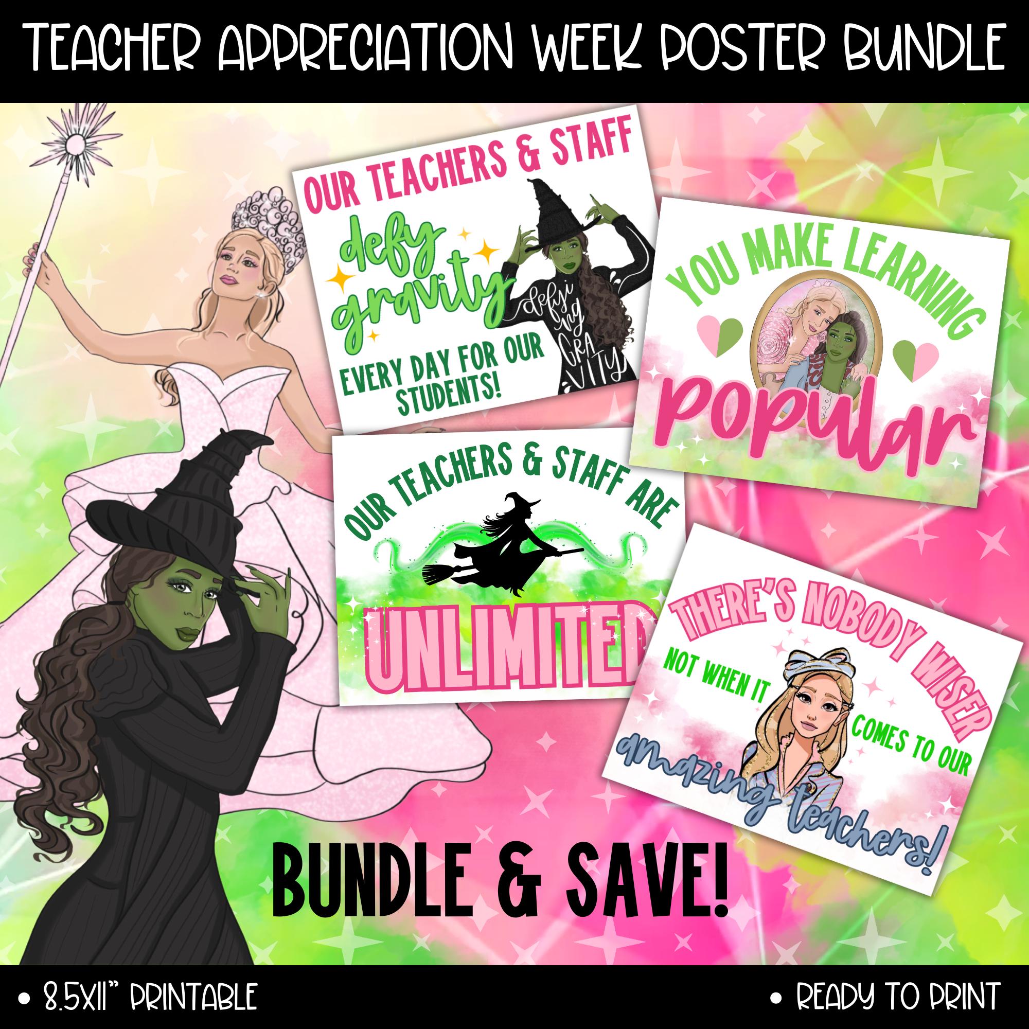 Wicked Teacher Appreciation Week Theme Poster Sign Bundle, Wizard of Oz ...