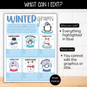 PTA PTO Inclusive Winter Grams Fundraiser Flyer Template, Classroom ...