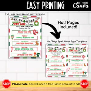 Editable Holiday School Spirit Week Era Theme Calendar Flyer, PTA PTO ...