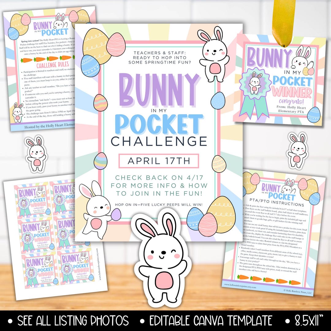 Easter Bunny in My Pocket Teacher Appreciation Game Flyer Bundle ...