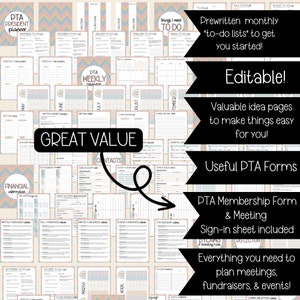 EDITABLE PTA President Planner, PTA Binder Template Bundle, Pta ...