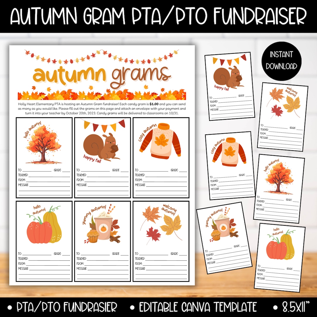PTA PTO Autumn Gram Fundraiser Flyer Template, Fall School Fundraiser ...