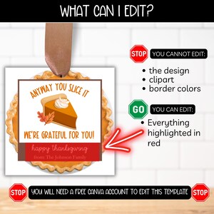 Editable Thanksgiving Pumpkin Pie Gift Tags for Teacher Coworkers ...