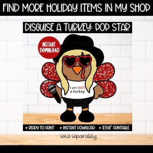 Donut Sprinkle Turkey Disguise Printable Craft Kit, Doughnut Coloring ...