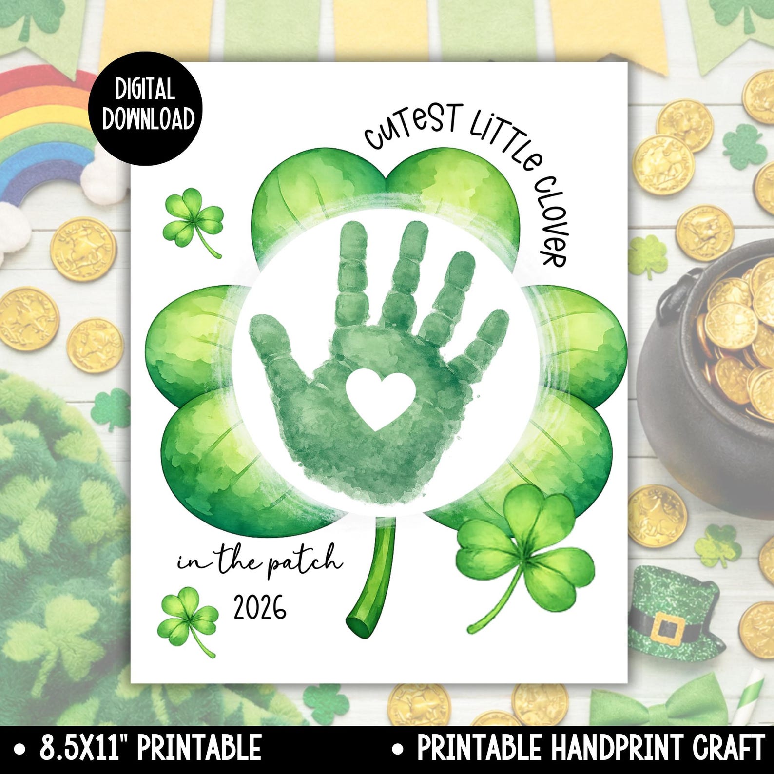 St. Patrick's Day Handprint Craft 2026, Shamrock Keepsake Art ...