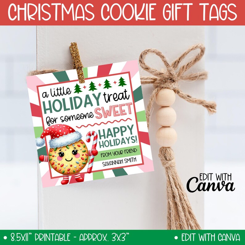Holiday Homemade Cookies Gift Tags, Home Baked Christmas Sugar Cookie ...