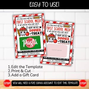 Teacher Dinner on Us Italian Olive Garden Gift Card Holder, First Day ...