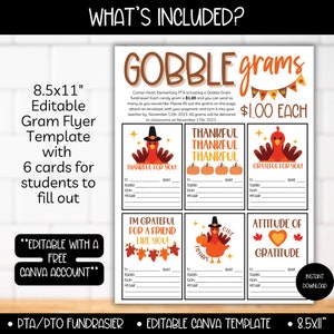 PTA PTO Gobble Gram Fundraiser Flyer Template, Autumn School Fundraiser ...