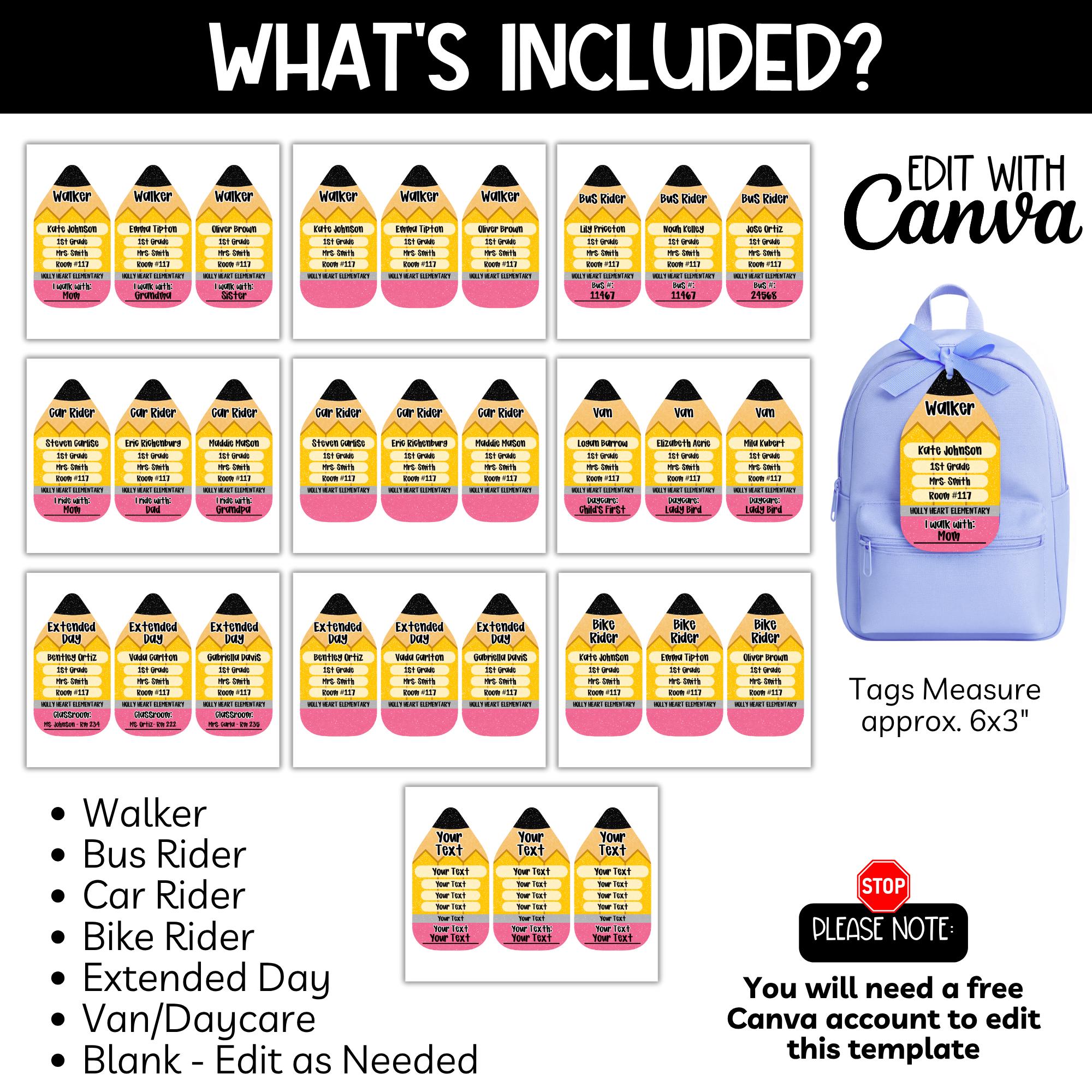 Back to School Dismissal Backpack Tag, Editable How We Go Home ...