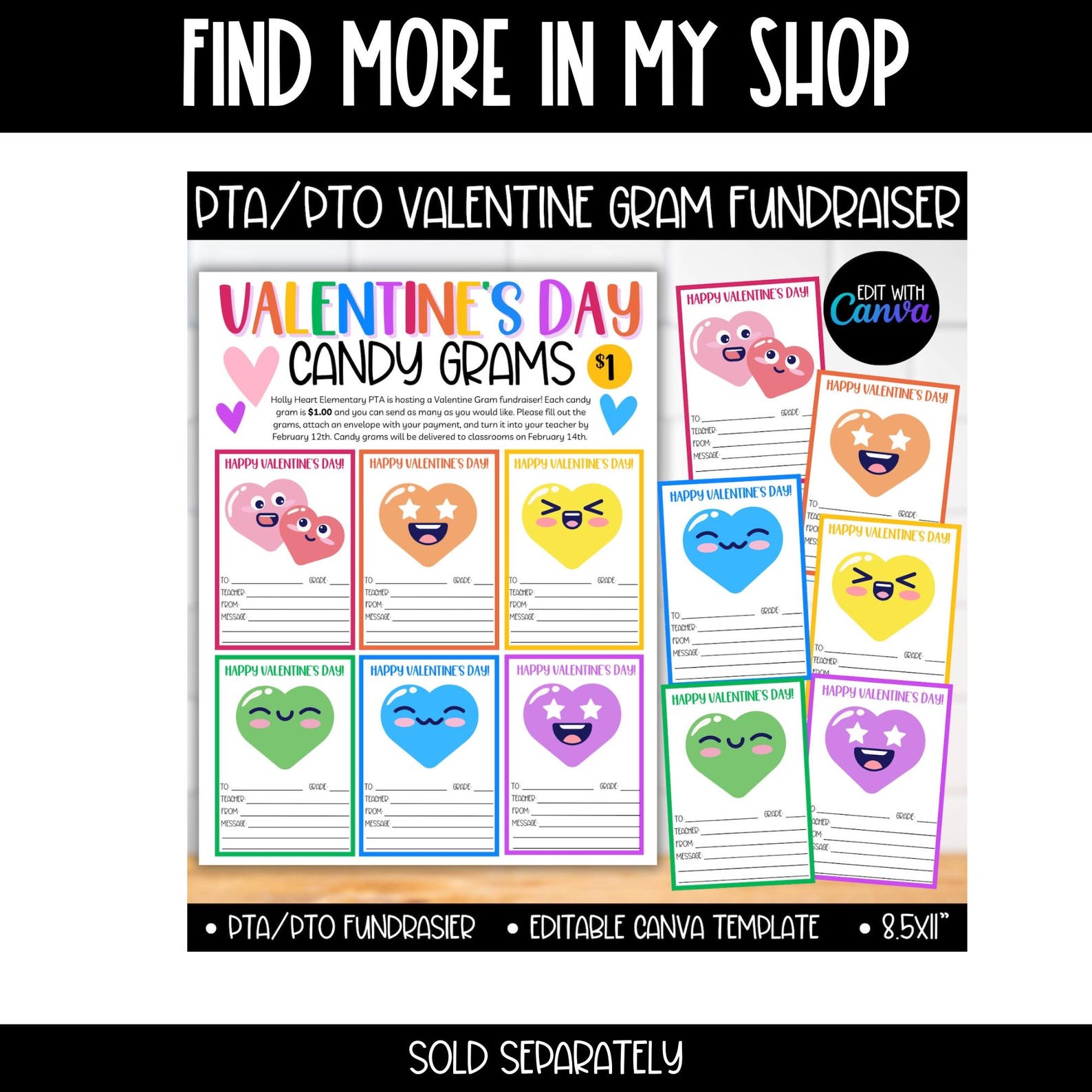 Valentine's Day Ring Pop Gram School Fundraiser Gift Tag Flyer ...