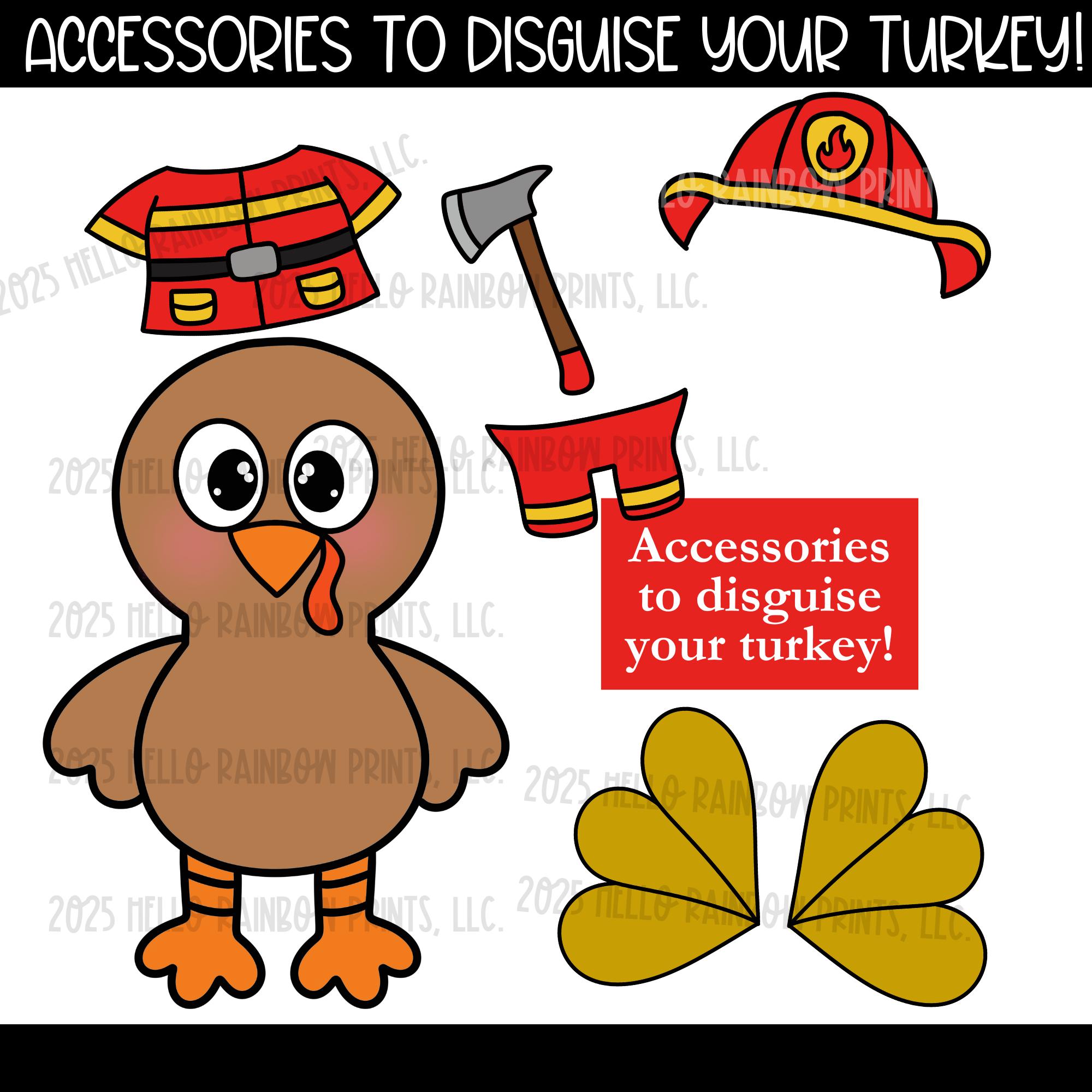 Disguise the Turkey Fireman Printable Craft Kit, Kids Thanksgiving ...
