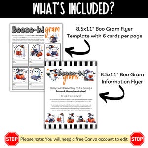 Halloween Boo Gram School Fundraiser Flyer Template Bundle, Boo-k Book ...