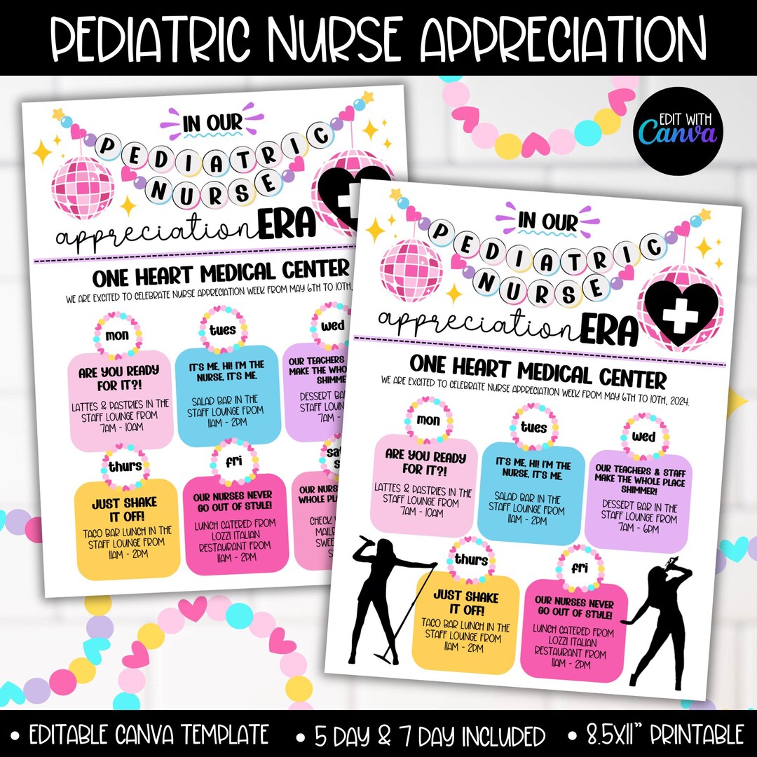 Pediatric Nurses Week, Hospital Staff Appreciation Week Schedule ...
