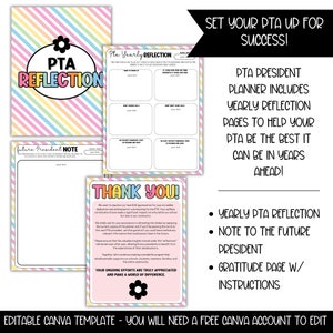Editable PTA President Planner Canva BUNDLE, Membership Forms ...
