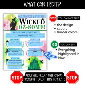 Wicked Teacher Appreciation Week Theme Flyer Canva Template, Wizard of ...