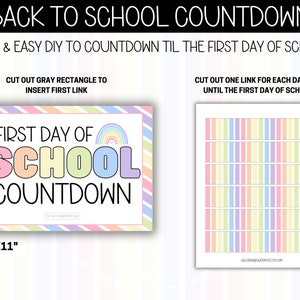 First Day of School Chalkboard Pastel Sign Countdown | 1st Day Back to ...