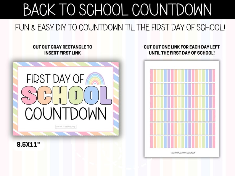 First Day of School Chalkboard Pastel Sign Countdown | 1st Day Back to ...